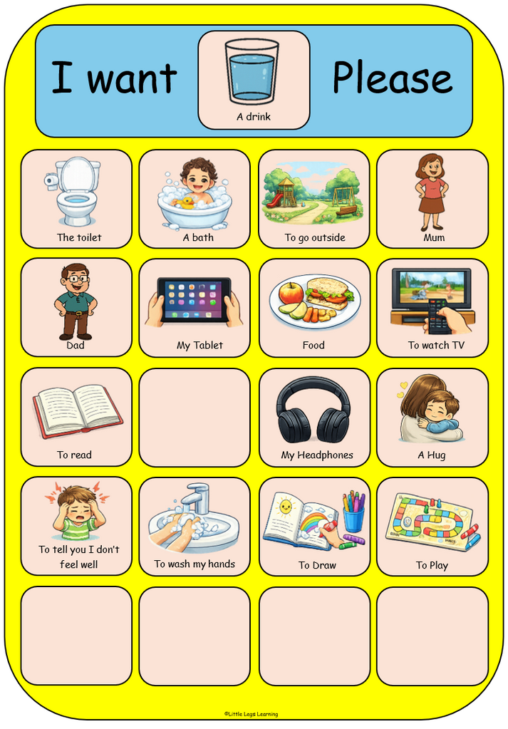 Communication Visual Aid - I want.... Please – Little Legs Learning